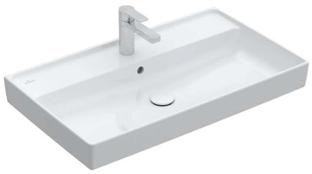 Villeroy & Boch Collaro - Umyvadlo nábytkové 80x47 cm, s přepadem, otvor pro baterii, CeramicPlus, alpská bílá 4A3380R1