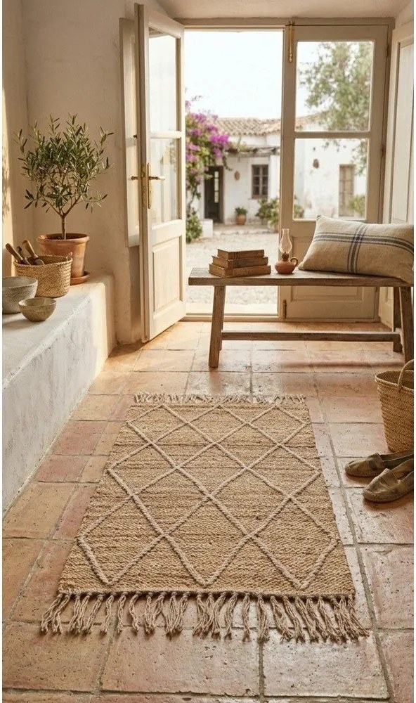 Ručně tkaný jutový koberec v přírodní barvě 60x90 cm Shaila – Bizzotto
