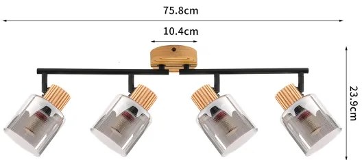 Brilagi - Bodové svítidlo HYGGE 4xE14/15W/230V dřevo/kouřová