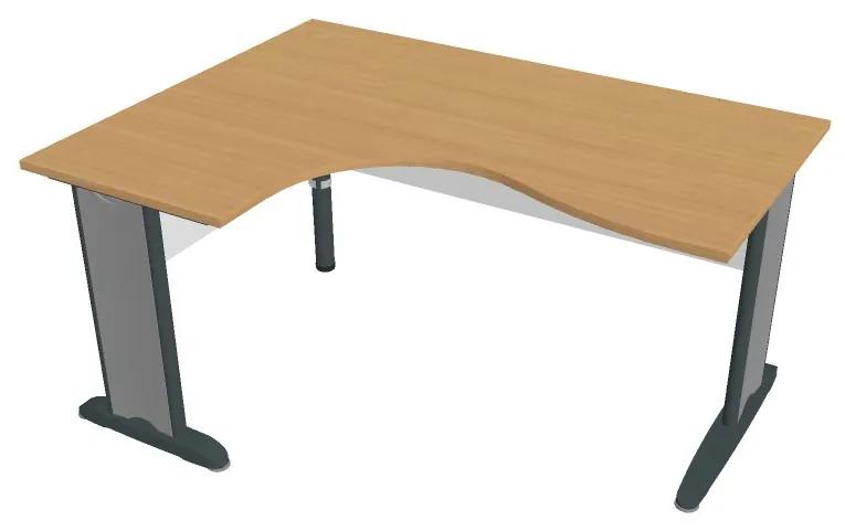 Stůl ergo vlna pravý 160×120/80 cm - Hobis Cross CE 2005 P Dekor stolové desky: buk, Dekor lamino podnože: bílá, Barva nohou: černá