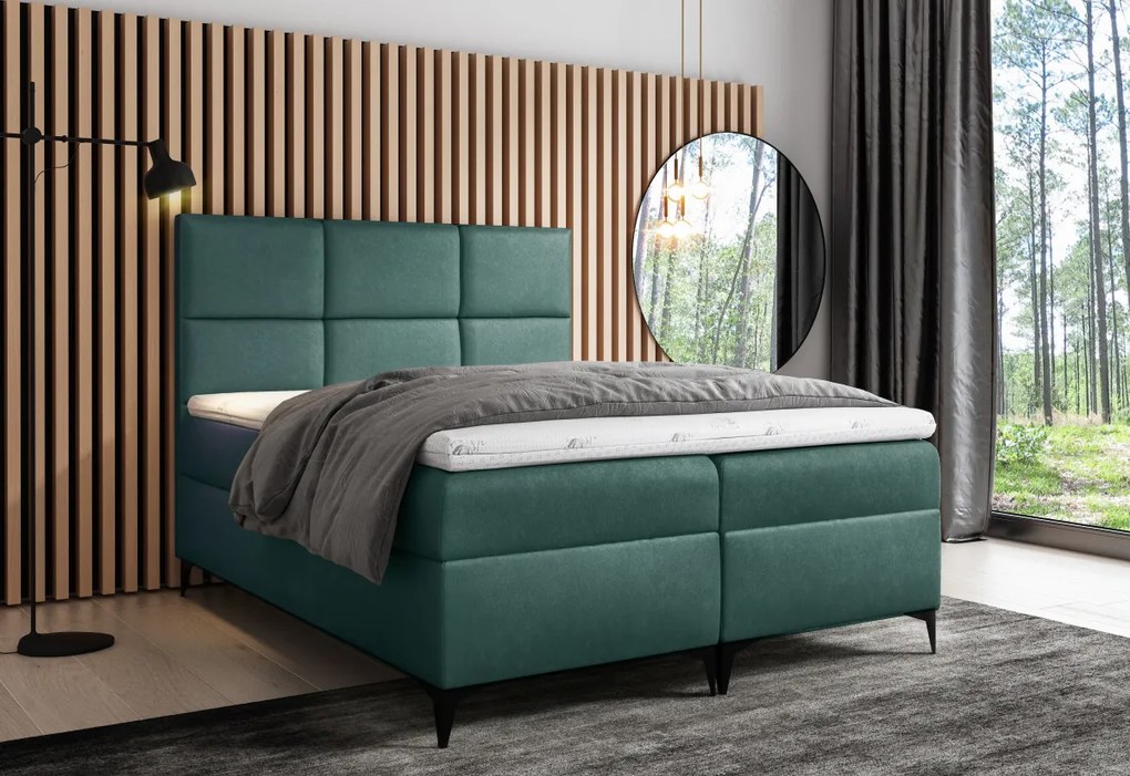 Čalouněná postel boxspring FAVA + topper, 180x200, fancy 90