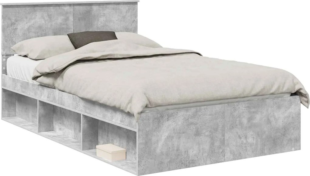 Rám postele s čelo Beton 120 x 200 cm Masivní borové dřevo 3410621