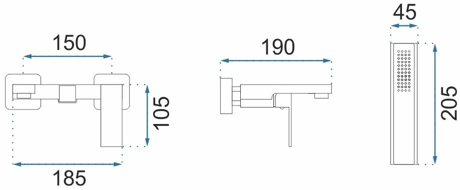 Nástěnná vanová baterie REA FENIX zlatá