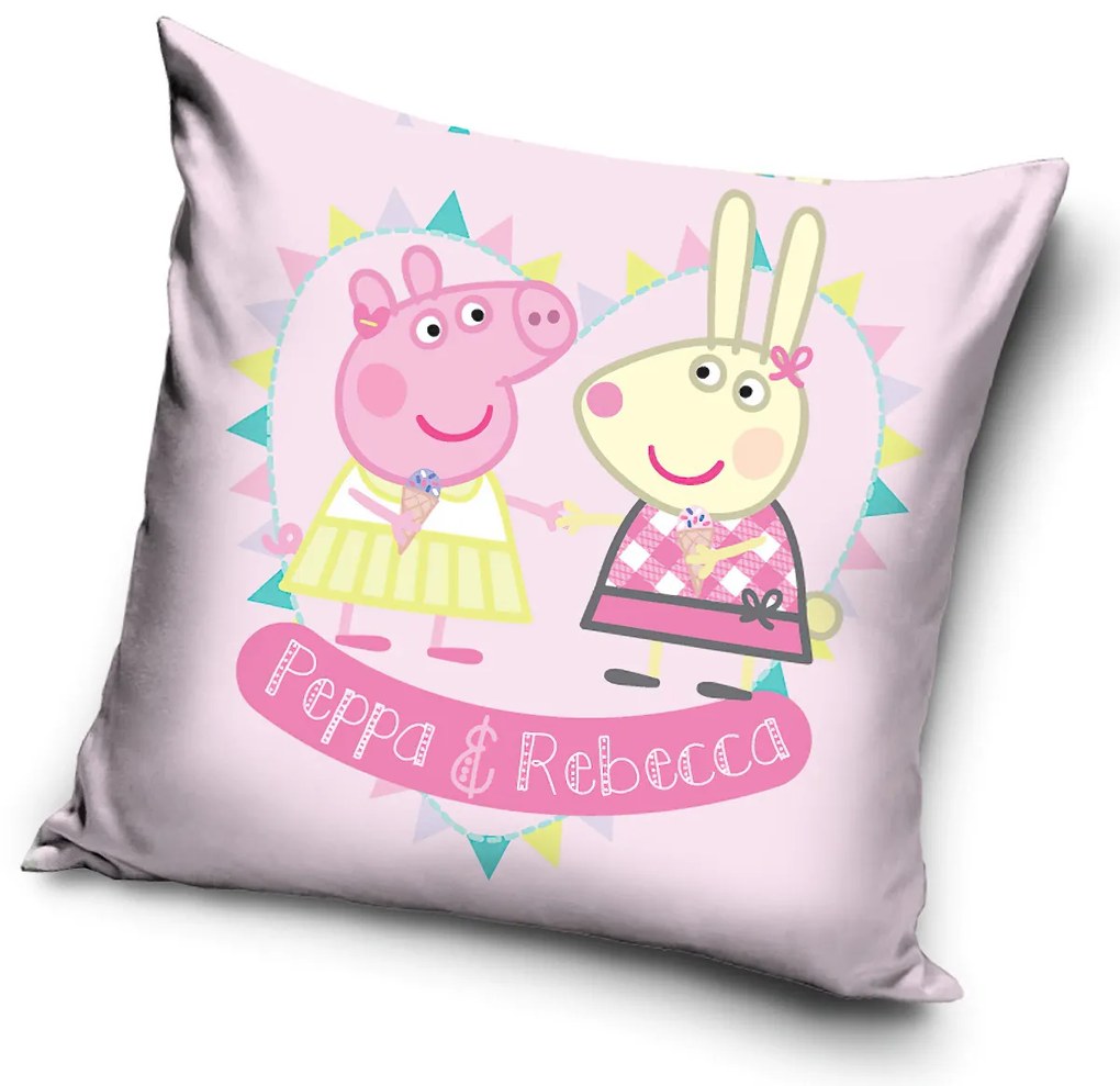 Carbotex polštář PRASÁTKO PEPINA (PEPPA) PEPPA A REBECCA, růžový, 40x40cm