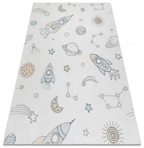 Dywany Łuszczów Dětský kusový koberec Bambino 1278 Space rocket cream - 140x190 cm