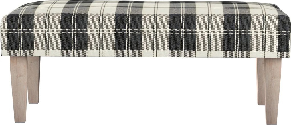 Dlouhá lavička 100x40cm barva černá látka pletený vzor, vzorované