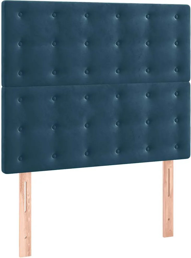 Box spring postel s matrací a LED tmavě modrá 90x200 cm samet 3136345