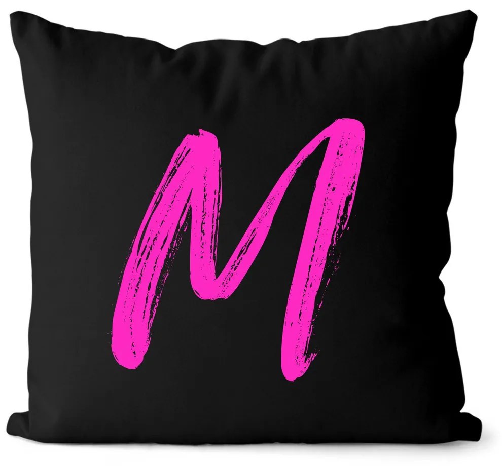 Polštář – písmeno M (Velikost: 55 x 55 cm, Barva: Růžová)