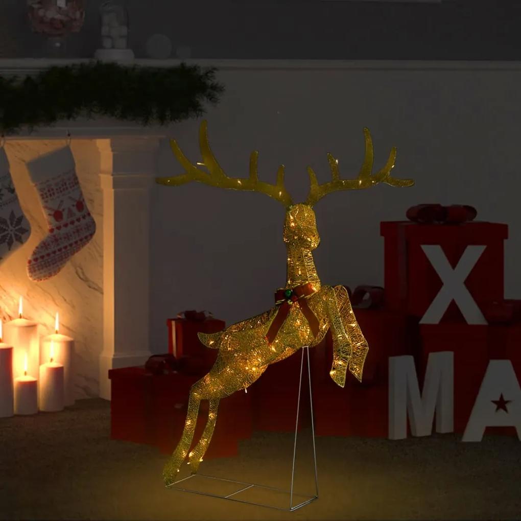 329768 vidaXL Vánoční dekorace létající sob 120 teplých bílých LED diod zlatý