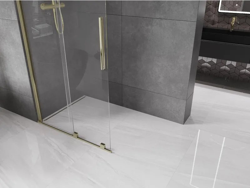 Mexen Velar, posuvné dveře typu Walk-in 70x200 cm, 8mm čiré sklo, zlatá lesklá, 871-070-000-03-50