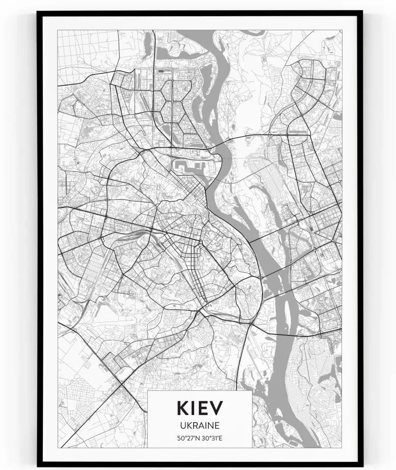 Plakát / Obraz Mapa Kiev Pololesklý saténový papír 210 g/m² A4 - 21 x 29,7 cm