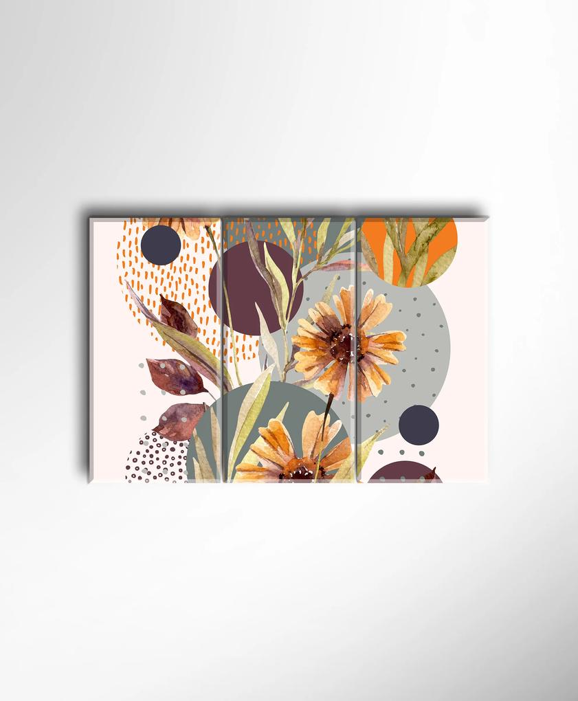 Malvis ® Obraz Akvarelové květiny a tvary ROZMĚR (šířka x výška): čtyřdílný čtverec 80x80 cm