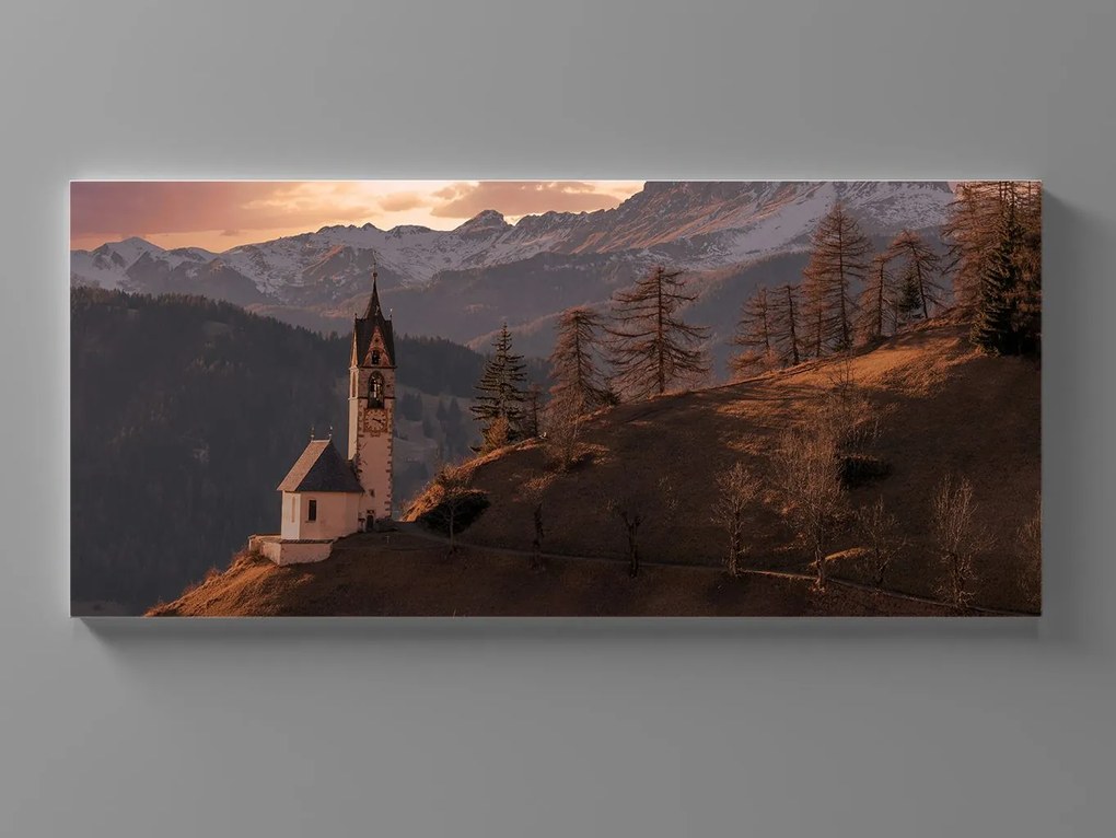 XXL obraz kostel v alpských dolomitech Rozměr: 250 x 125 cm