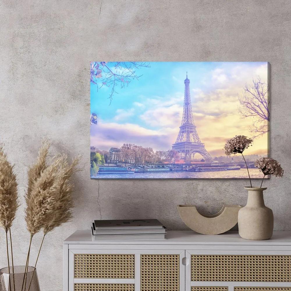 Obraz Eiffelova Věž Při Západu Slunce Nedostatek Nedostatek Přírodní plátno 90x60