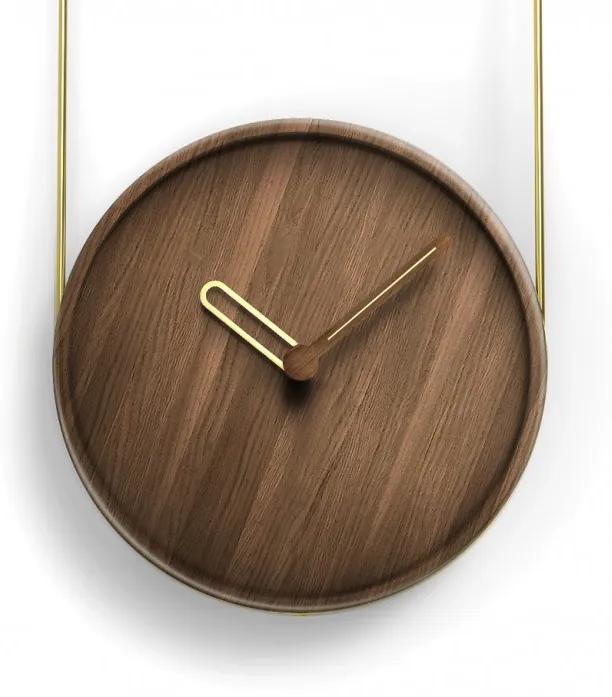Designové nástěnné hodiny Nomon Eslabon Walnut Gold 68cm