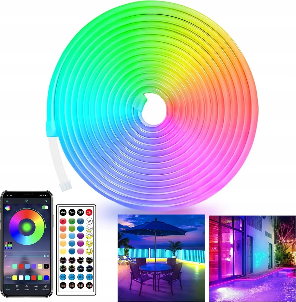 20 m hudební Neon Flex Led Rgb 24 V DC aplikace Bluetooth+ Velký Dálkový Ovladač