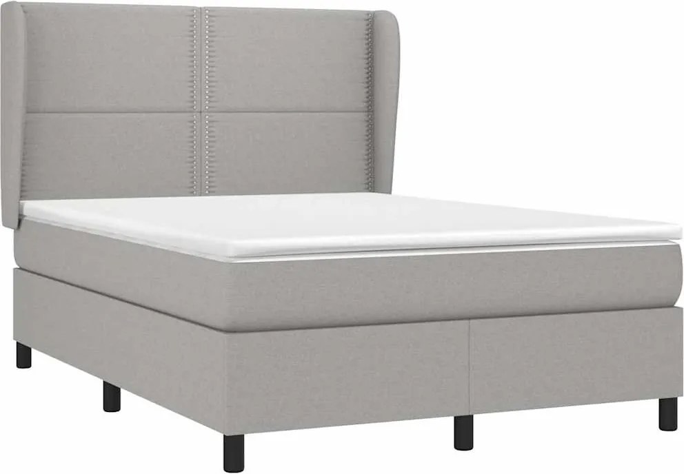 Box spring postel s matrací světle šedá 140 x 200 cm textil 3127885