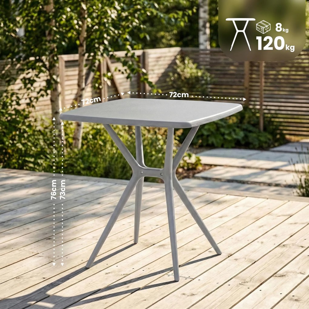 Stůl Becky eckig 72 x 72 cm – šedá