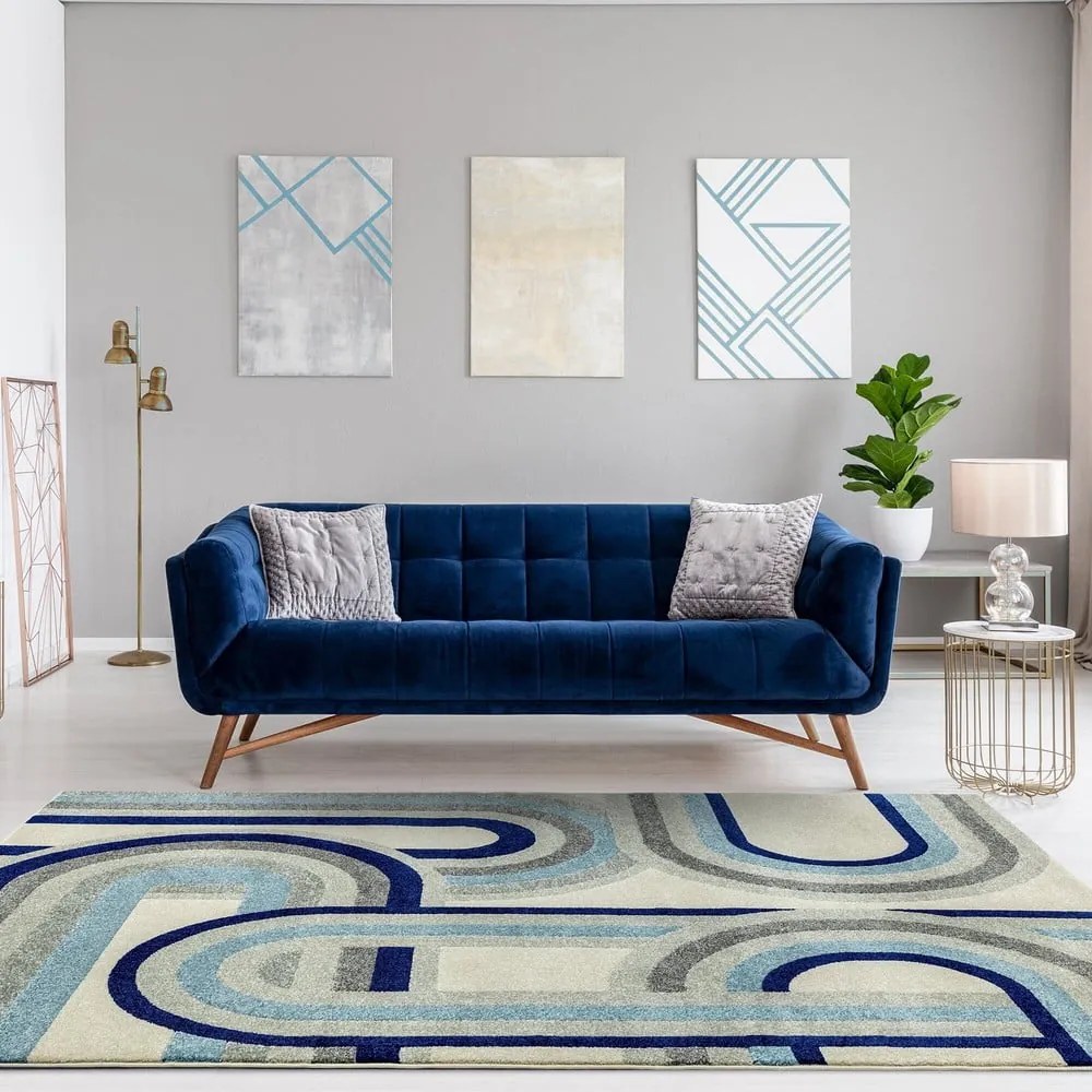 Šedo-modrý koberec 200x290 cm Nova Retro Blue – Asiatic Carpets