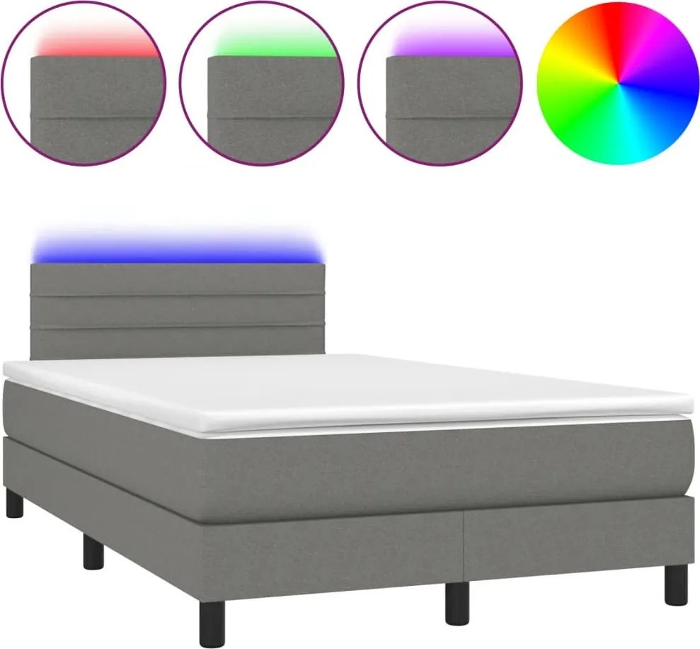 vidaXL Box spring postel s matrací a LED 120 x 200 cm textil [3133222] Barva: světle šedá