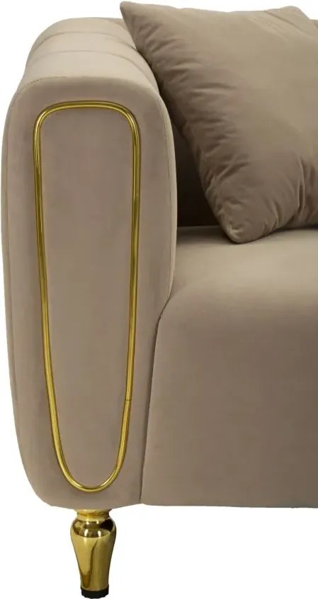 Dvoumístná pohovka Alma 155 cm taupe/zlatá
