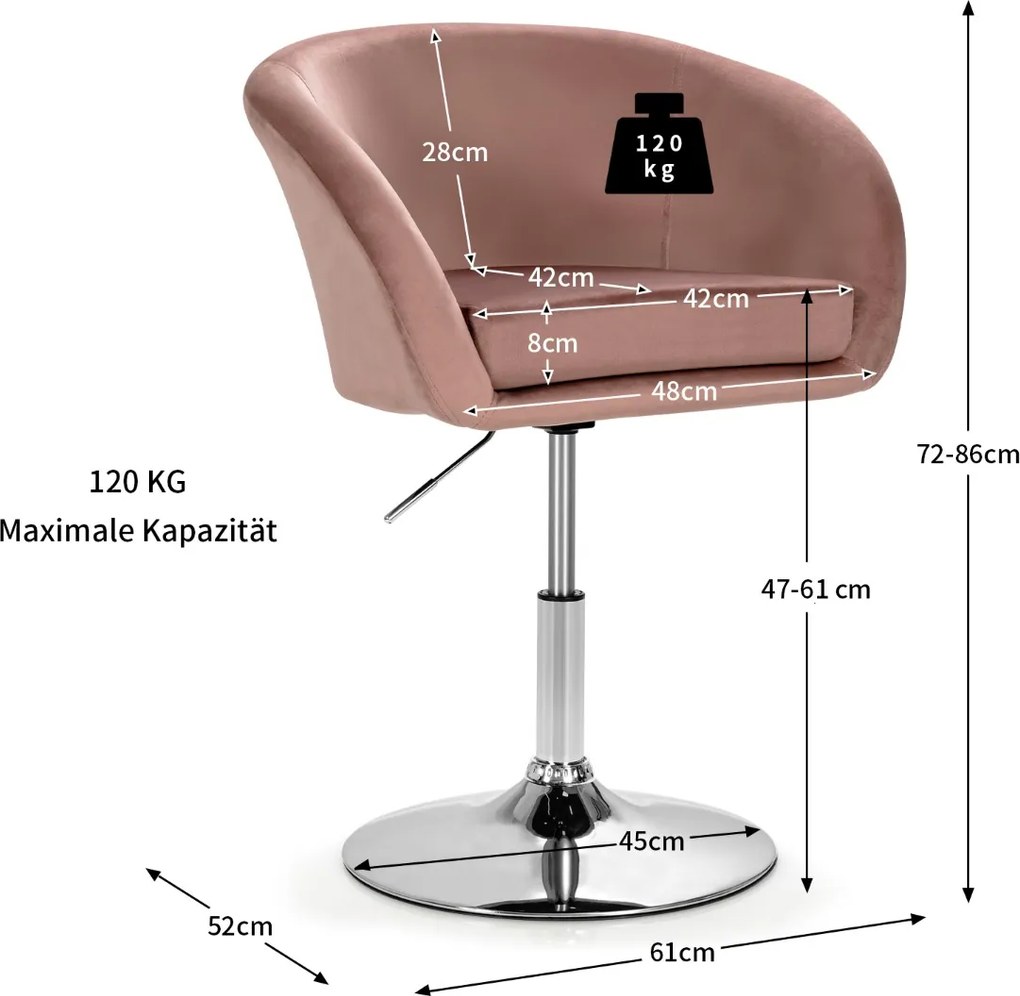 Costway Výškově nastavitelné křeslo čalouněné otočné o 360° do nosnosti 120 kg