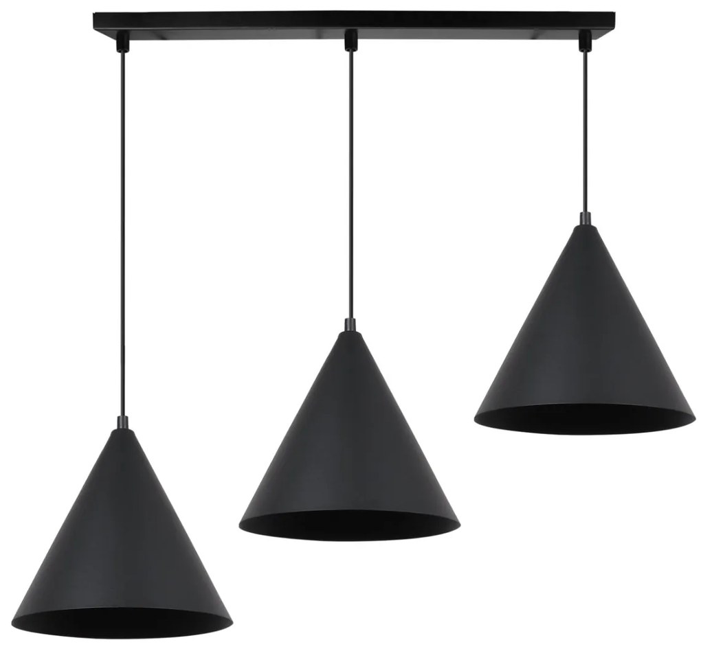 Závěsné svítidlo Soho, 3x černé kovové stínítko, (fi 25cm)