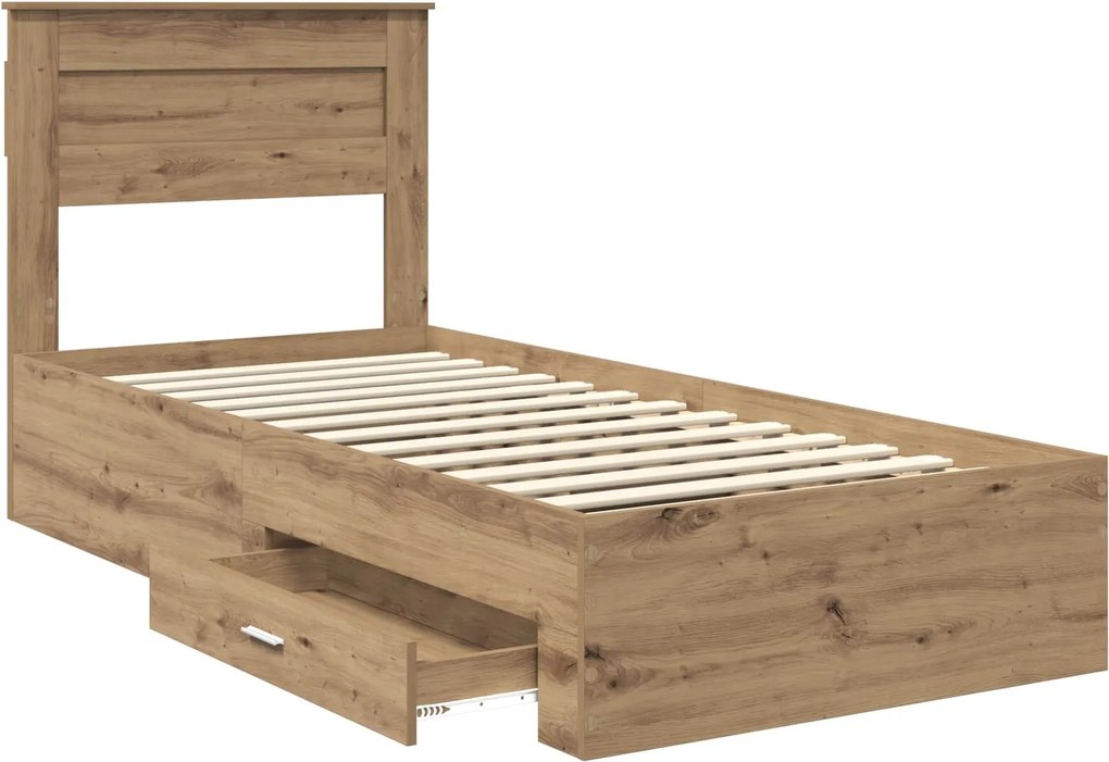 Rám postele s čelo Artisanový dub 100 x 200 cm Kompozitní dřevo 3410026