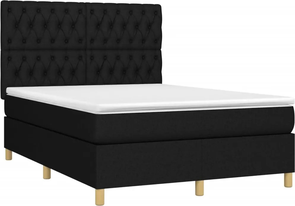 Box spring postel s matrací černá 140x200 cm textil 3142579