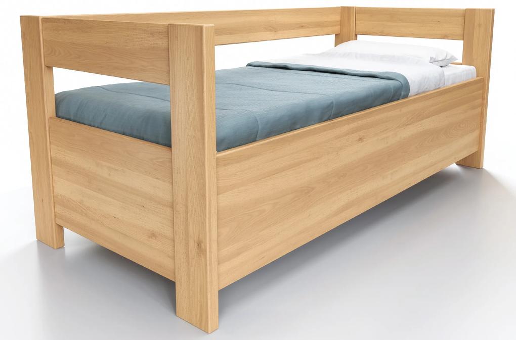 Vlastní výroba Buková postel Ela s opěrkou a úložným prostorem