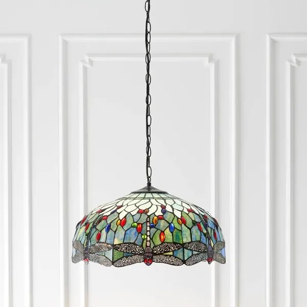 Endon 66148 - Lustr na řetězu Tiffany DRAGONFLY 3xE27/60W/230V pr. 50 cm