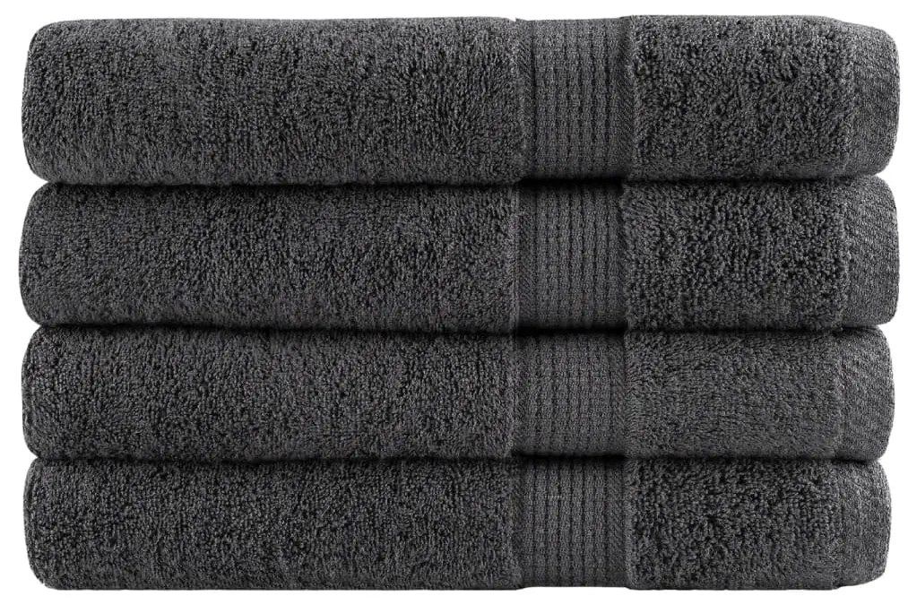 Prémiové saunové osušky SOLUND 4 ks antracitové 80x200 cm 600 g/m² 137169