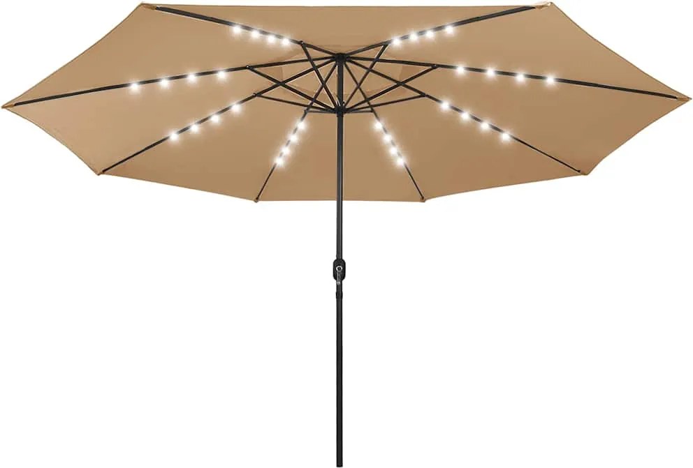 Zahradní slunečník s LED osvětlením 400 cm taupe 312533