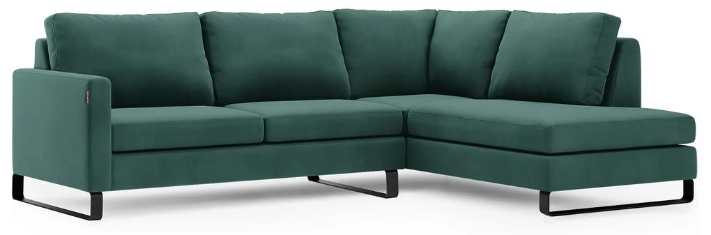 Velká rohová sedačka do obývacího pokoje Industrial 295 cm Láhvově zelená MANTUA