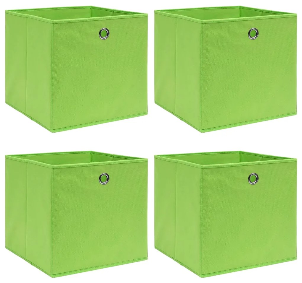 Úložné boxy 4 ks zelené 32 x 32 x 32 cm textil 288369