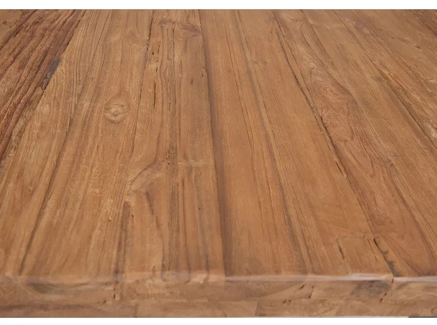 Jídelní stůl masiv recyklovaný teak Maximus 180x100 stříbrné kovové nohy