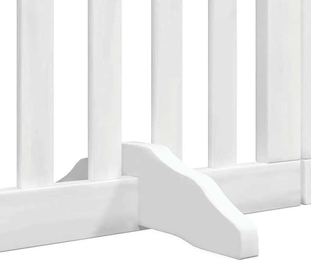 Zábrana pro psy s dvířky skládací 9 panelů bílá 450 cm topol 3155647