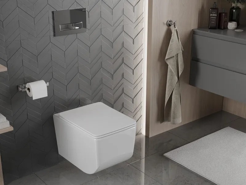 Mexen Vera wc mísa Rimless s pomalu padajícím prkénkem slim, duroplast, bílá - 30164000