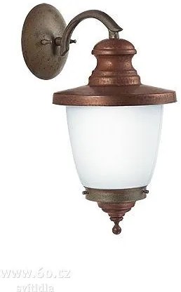 Il Fanale 248.09.ORB Venezia, venkovní nástěnná lampa, 1x57W E27, mosaz/měď, bílé sklo, výška 40cm, IP44