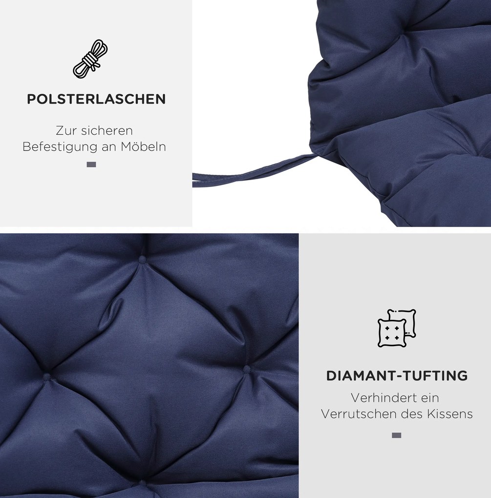 Outsunny polštář na 3místnou lavici 150x98x8 cm, polštář na lavici s popruhy, polštář na sedák, polštář na venkovní/venkovní židle, polštář na sedák,…