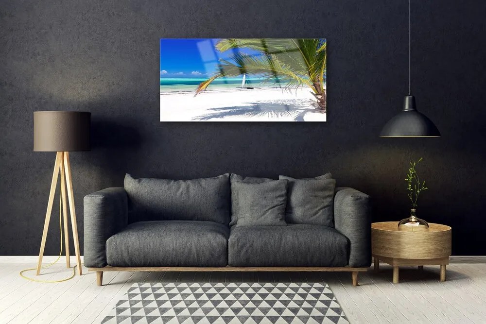 Obraz na skle Pláž Palma Krajina 100x50 cm