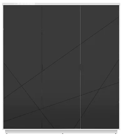 FORN šatní skříň SZF3D, bílý lesk/černý mat