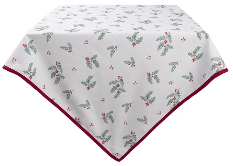 Čtvercový bavlněný ubrus Holly Christmas – 100x100 cm