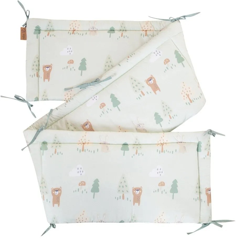 Světle zelený bavlněný mantinel do postýlky 170 cm Woodland Buddies – Roba