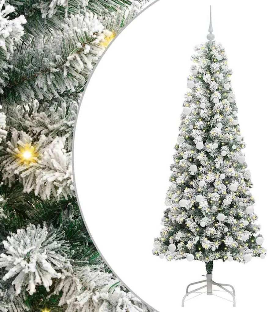 Umělý Skládací Vánoční Strom 300 LED Zelená a bílá 180 cm 3395598