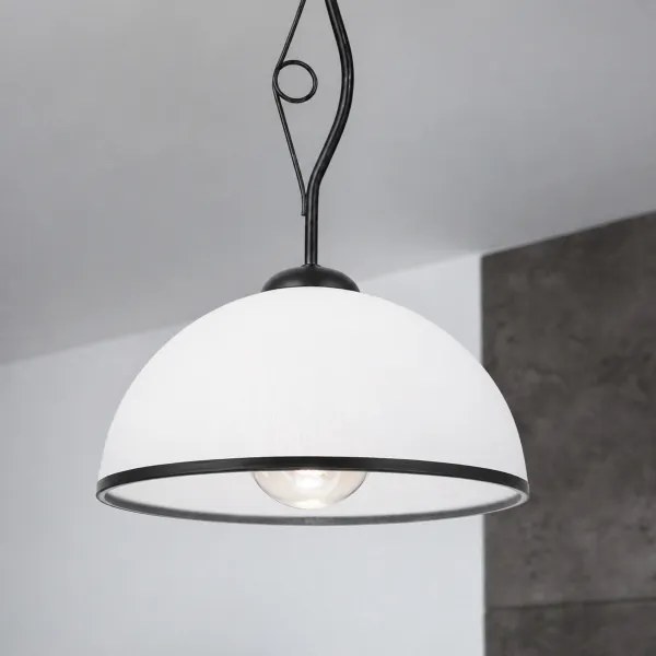 Lustr na tyči RETRO 1xE27/60W/230V černá/bílá