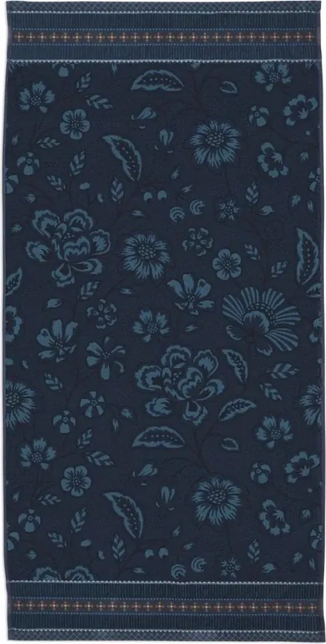 Pip Studio Jasmine Jacquard bavlněná froté osuška tmavě modrá 70x140 cm (osuška z velmi kvalitního bavlněného froté)