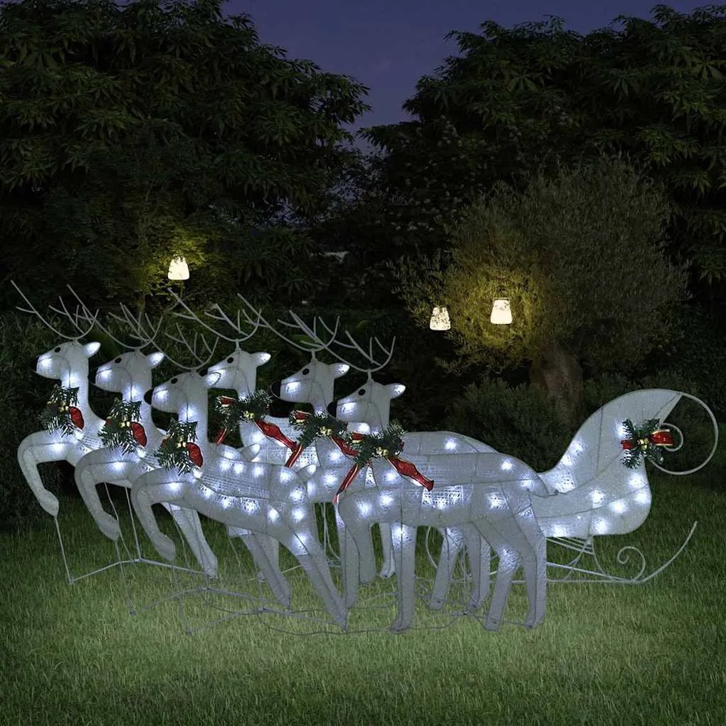 Vánoční sobi se sáněmi 140 LED diod venkovní bílí 3100432