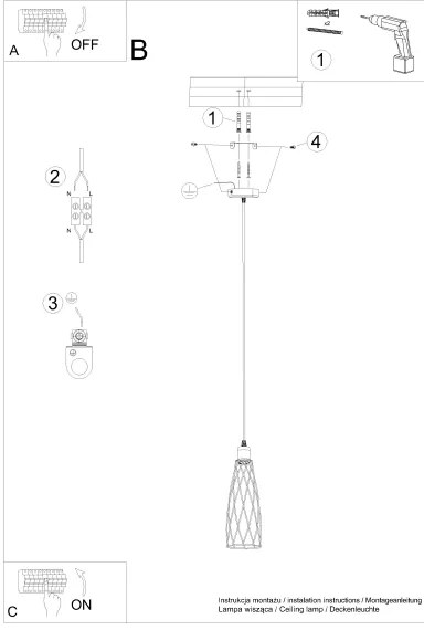 Sollux SL.1165 - Lustr na lanku SUBA 1xE27/15W/230V černá