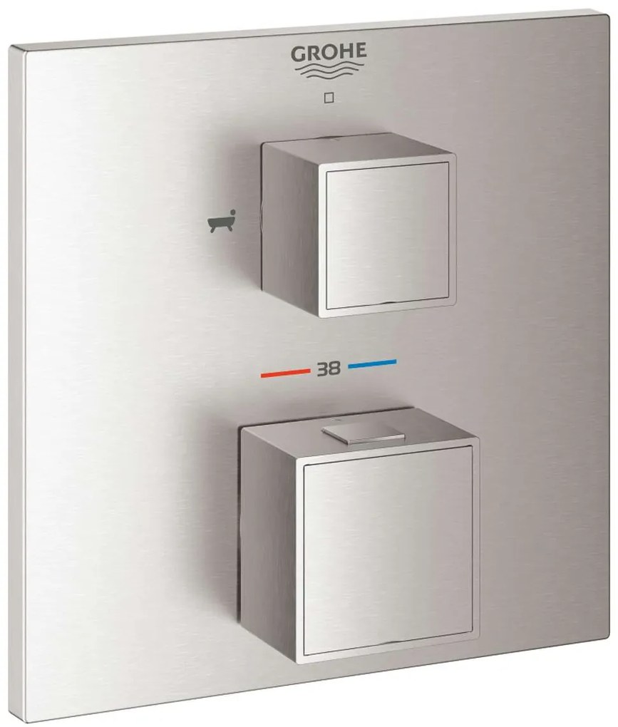 Grohe Grohtherm Cube - Termostatická baterie pod omítku pro 2 spotřebiče, supersteel 24155DC0